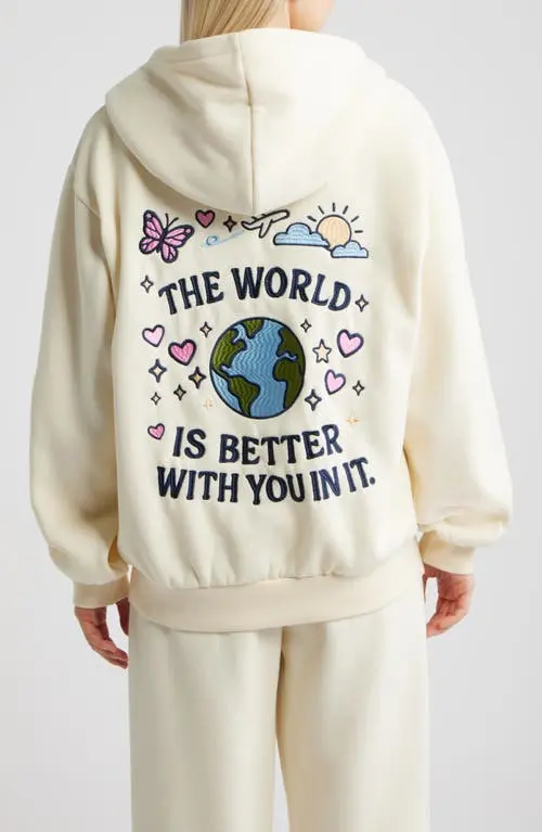 HAPPY CAMP3R Zip-up Hoodie - Cream
