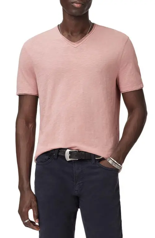 John Varvatos Miles Slub Organic Cotton Raw Edge T-shirt - Pink Sand