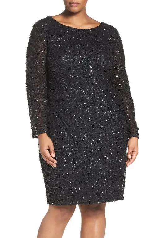 Adrianna Papell Embellished Cocktail Sheath Dress - Black