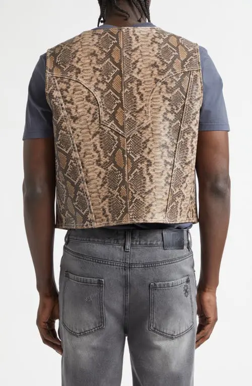 MIDNIGHT RODEO Tombstone Snakeskin Embossed Leather Vest - Snakeskin Print