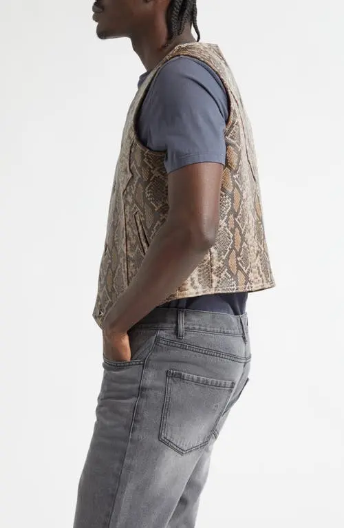 MIDNIGHT RODEO Tombstone Snakeskin Embossed Leather Vest - Snakeskin Print