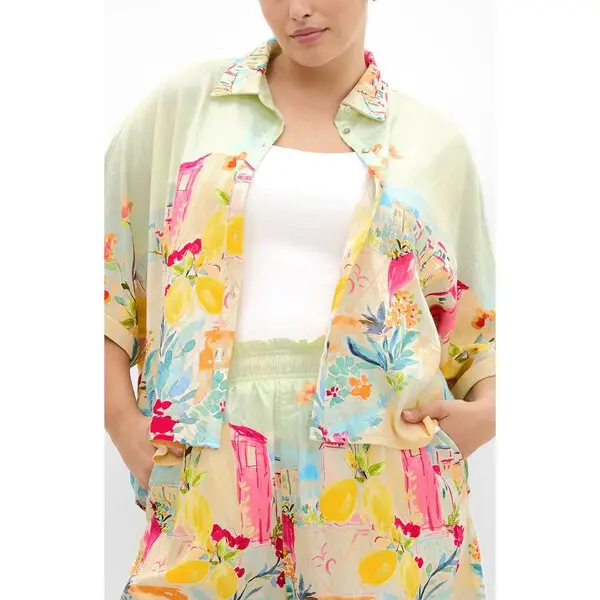 City Chic Relaxed Fit Button-up Shirt - Sorrento Summer