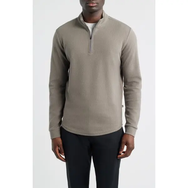 SWANNIES Luke Cotton Blend Performance Quarter Zip Pullover - Driftwood