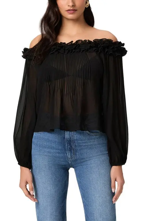 Paige Off-the-shoulder Silk Top - Black