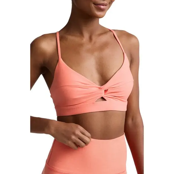 Beyond Yoga Twist Front Strappy Sports Bra - Dreamsicle Heather