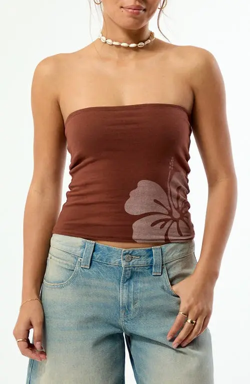 PACSUN Hibiscus Tube Top - Brown