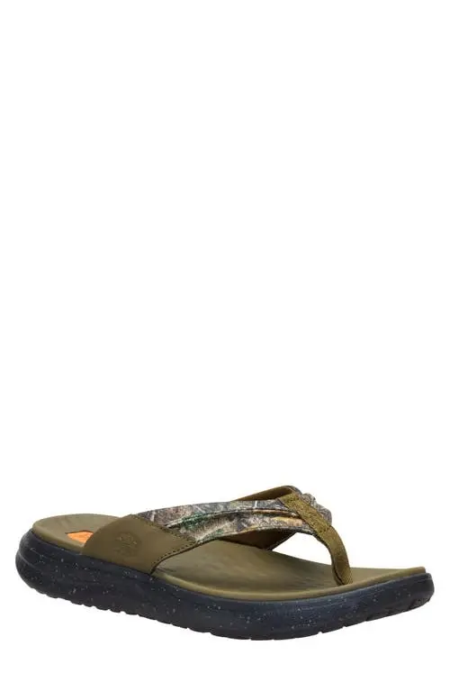HEY DUDE Finn Realtree Flip Flop - Green