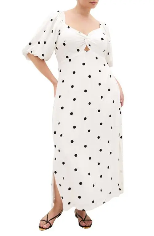 City Chic Nala Dot Maxi Dress - Black Polka Dot