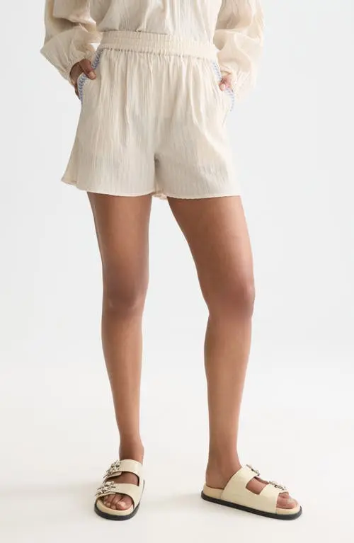 Scotch & Soda Embroidered Cotton Crepe Shorts - Fog