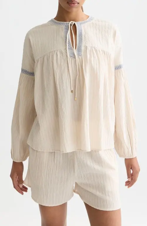 Scotch & Soda Embroidered Cotton Crepe Top - Fog