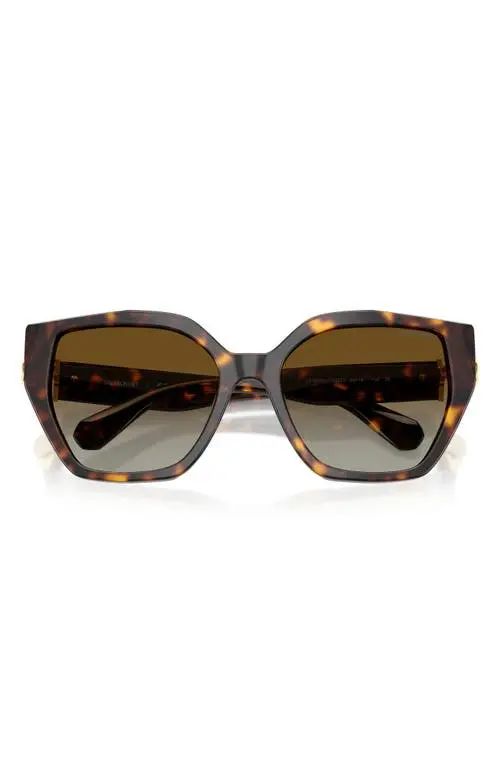 SWAROVSKI 56mm Polarized Irregular Sunglasses - Havana/brown Gradient Polar