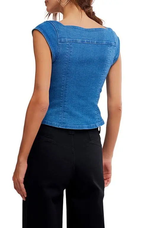 Free People Marilyn Denim Corset Top - Skylight