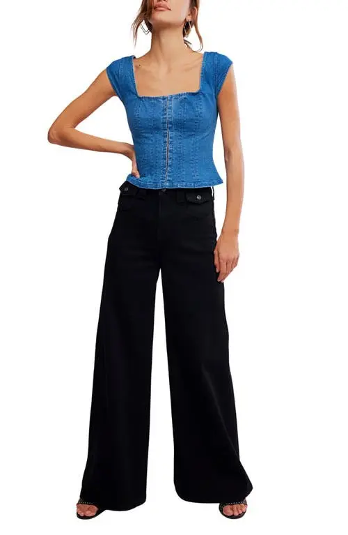 Free People Marilyn Denim Corset Top - Skylight