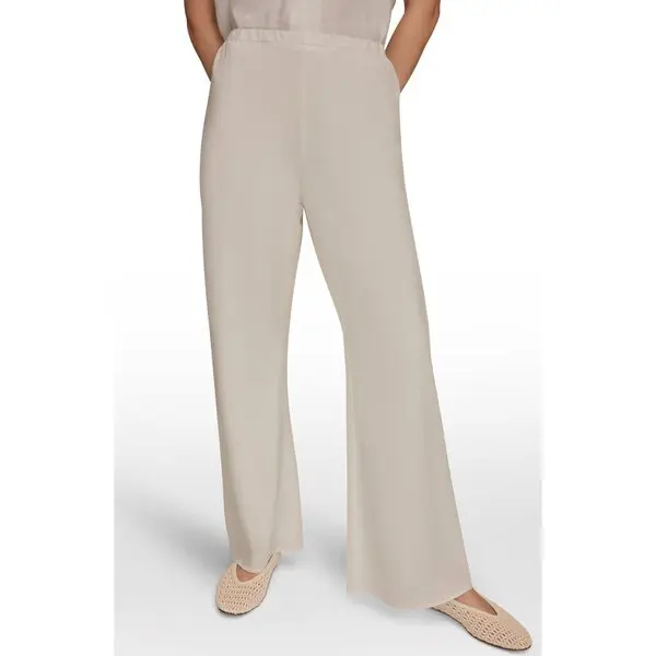 Donna Karan New York Linen Blend Wide-leg Pants - Cream