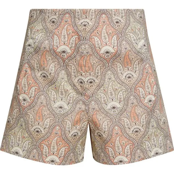 Veronica Beard Jazmin Paisley Linen-blend Shorts - Stone Khaki Multi