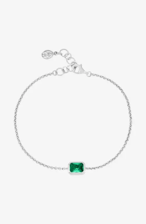 DOWER & HALL Green Garnet Octagon Chain Bracelet - Sterling Silver