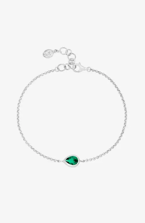 DOWER & HALL Green Garnet Pear Chain Bracelet - Sterling Silver