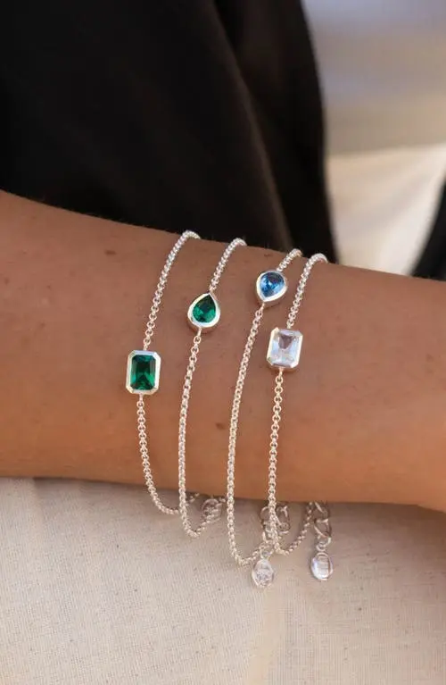 DOWER & HALL Green Garnet Pear Chain Bracelet - Sterling Silver