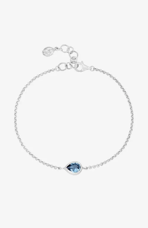DOWER & HALL Blue Topaz Pear Chain Bracelet - Sterling Silver