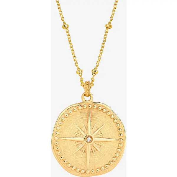 DOWER & HALL Diamond True North Talisman Pendant Necklace - Yellow Gold Vermeil