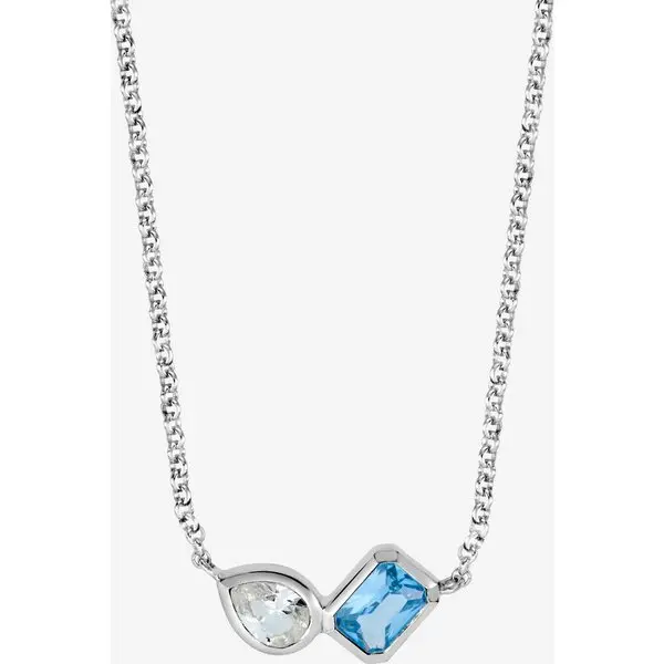 DOWER & HALL Blue & White Topaz Duo Tutti Frutti Necklace - Sterling Silver