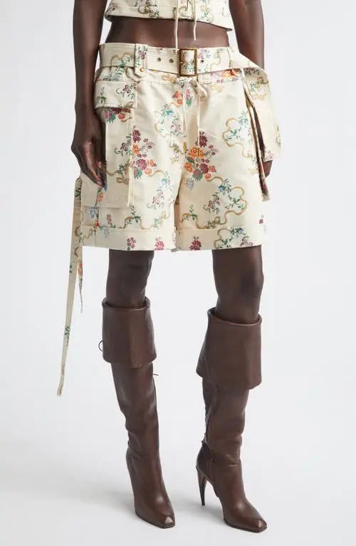 Alexander McQueen Floral Jacquard Cargo Shorts