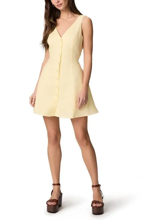 Paige Raye Linen & Cotton Button-up Fit & Flare Minidress - Sunshine Yellow