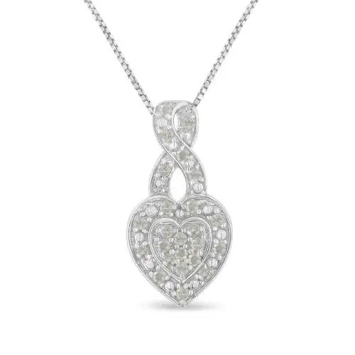 HAUS OF BRILLIANCE 925 Sterling 1/3 Cttw Diamond Heart Pendant Necklace - Silver