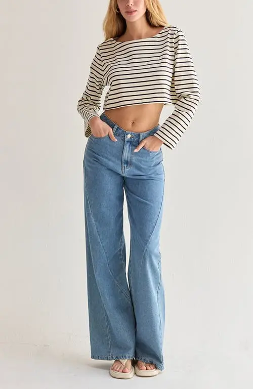 CRESCENT Striped Boatneck Knit Top