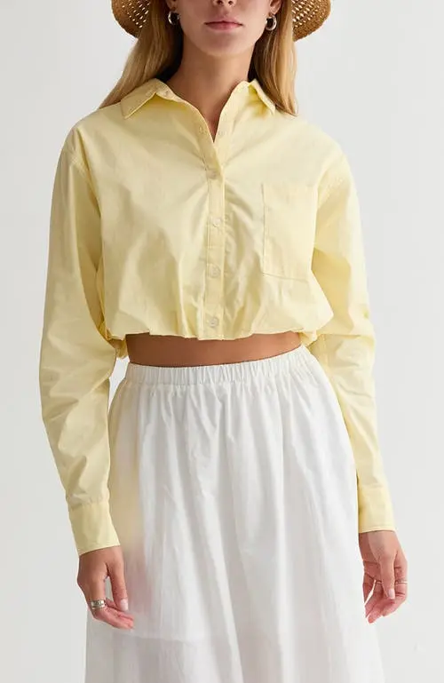 CRESCENT Poplin Bubble Hem Cropped Shirt - White