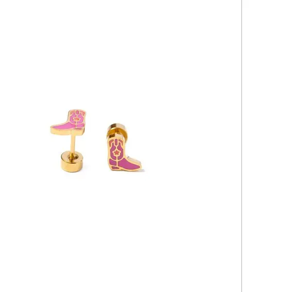 PIP POP Cowboy Boot Stud Earrings - Pink