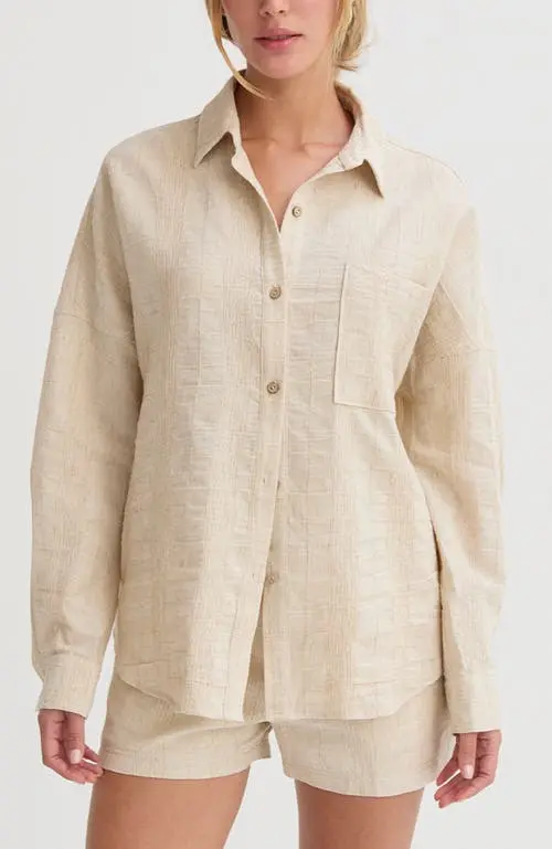 CRESCENT Stripe Textured Linen Shirt - Oatmeal