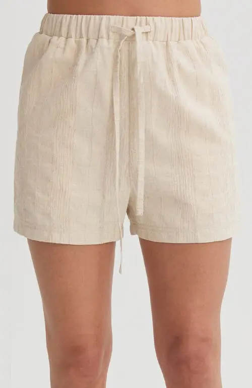 CRESCENT Stripe Textured Linen Shorts - Oatmeal