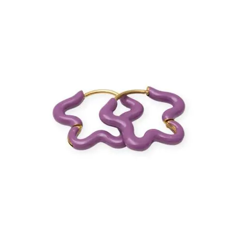 PIP POP Enamel Flower Hoop Earrings - Purple