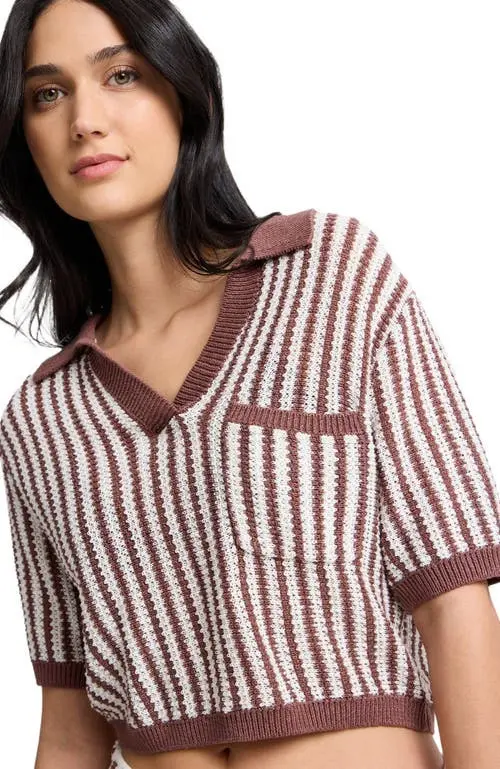 Onia Linen Knit Cropped Polo