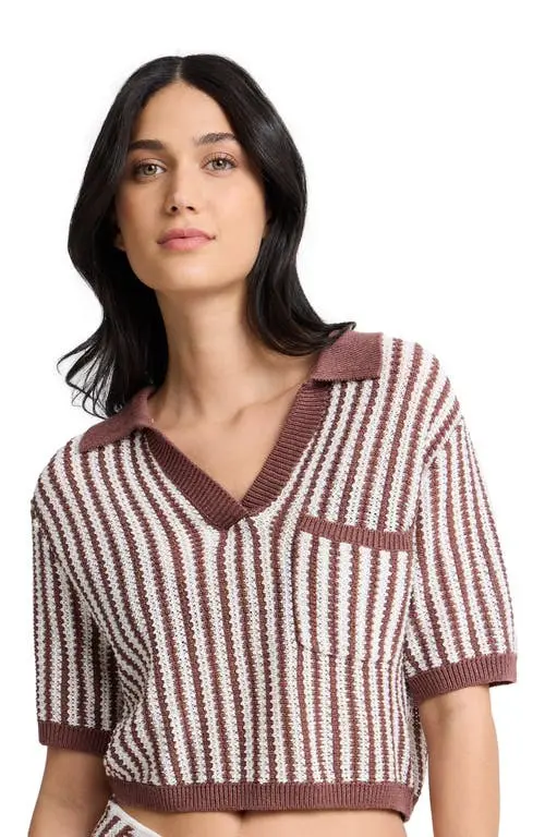 Onia Linen Knit Cropped Polo