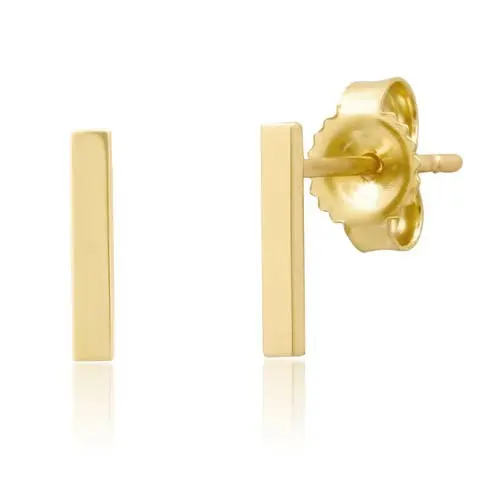 ELLIOT YOUNG JEWELRY 14k Vertical Bar Stud Earrings - Yellow Gold