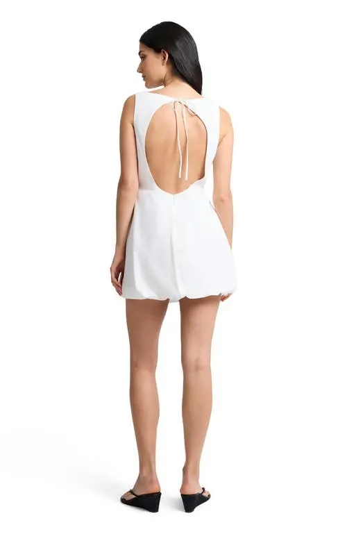 Onia Fitted Boatneck Bubble Mini Dress - White