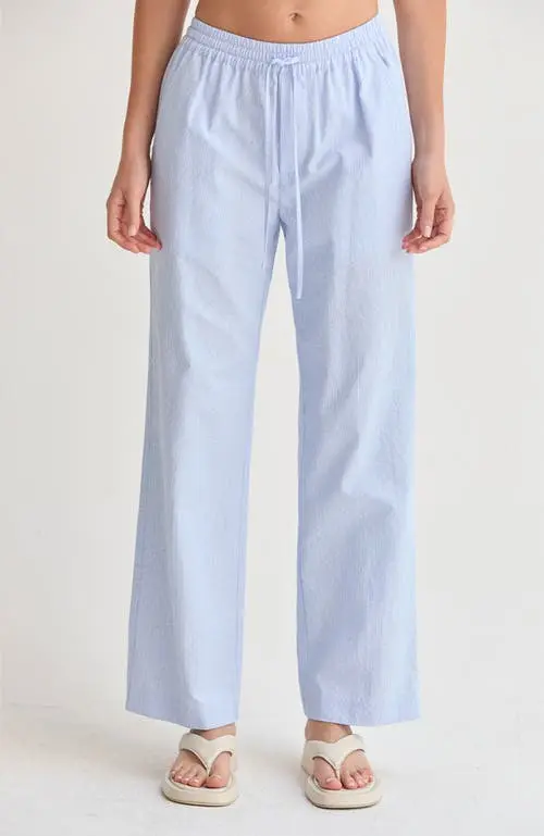 CRESCENT Textured Striped Drawstring Pants - Light Blue