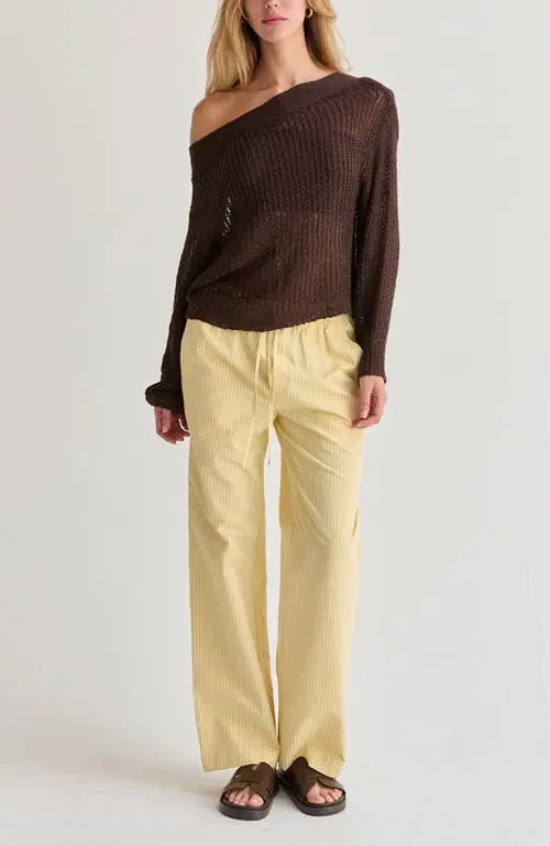CRESCENT Textured Striped Drawstring Pants - Yellow