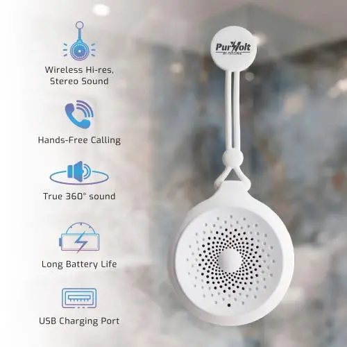 PURSONIC Waterproof Wireless Speakerportable Bluetooth Shower Speaker