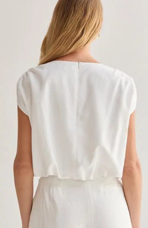 CRESCENT Cap-sleeve Bubble Hem Top