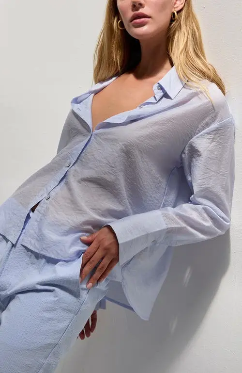 CRESCENT Crinkled Tencel Button-up Shirt - Blue