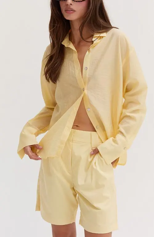 CRESCENT Crinkled Tencel Button-up Shirt - Yellow