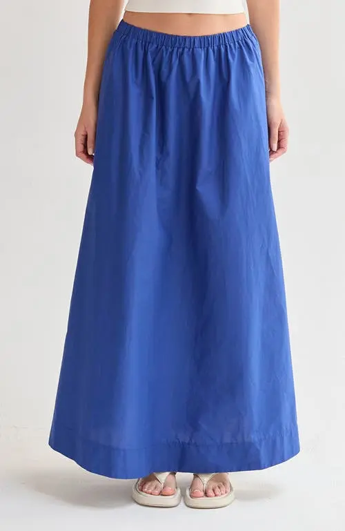 CRESCENT Gathered Poplin Maxi Skirt - Cobalt Blue