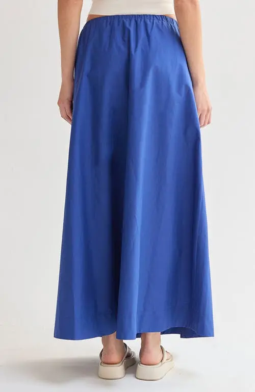 CRESCENT Gathered Poplin Maxi Skirt - Cobalt Blue