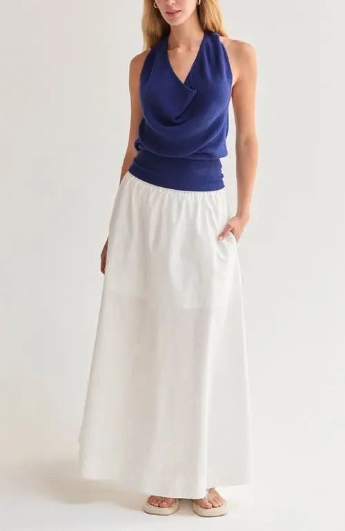 CRESCENT Gathered Poplin Maxi Skirt