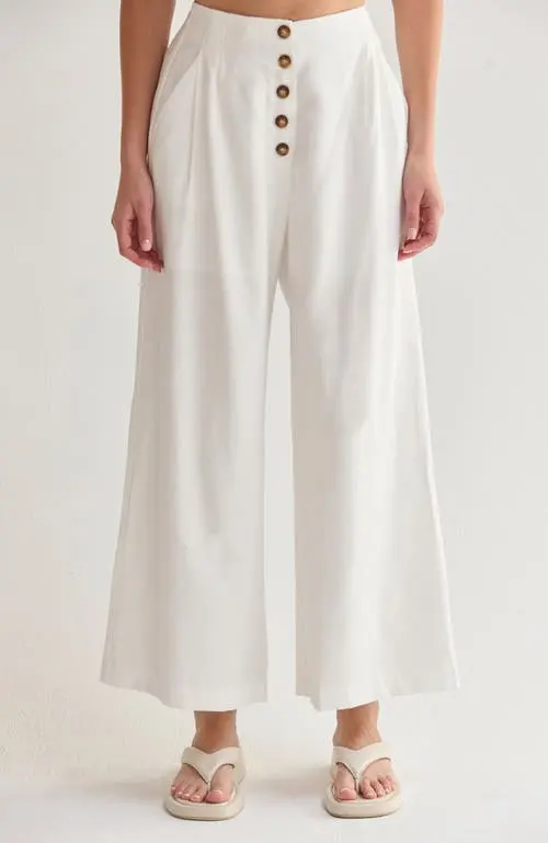 CRESCENT High-waisted Wide Leg Culotte Pants - Ivory