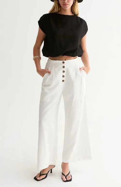 CRESCENT High-waisted Wide Leg Culotte Pants - Ivory