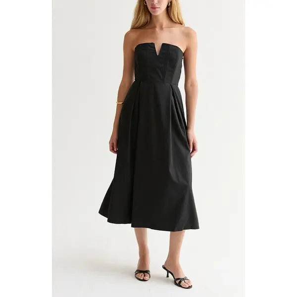 CRESCENT V-wire Modal Blend Midi Dress - Black